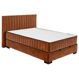 Boxbett ED EXCITING DESIGN "Nagol", braun (cognac), B:165cm L:214cm, 100% Polyester, Komplettbetten, mit Bettkasten, mit Wendematratze, erh&auml;ltlich in verschiedenen Breiten