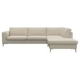 Ecksofa FLEXLUX "Fiore, Sitzaufbau mit hochwertigem Kaltschaum f&uuml;r mehr Sitzkomfort", wei&szlig; (sanftes wei&szlig;), B:273cm H:85cm T:225cm, 100% Polyester, Sofas, Ecksofa, breite Armlehnen, L-Form, F&uuml;&szlig;e Alu/Eiche