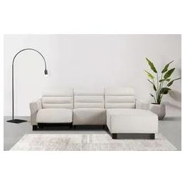 Ecksofa Home Affaire "Carpari, L-Form, 263 cm, manuelle o. elektrische Relaxfunktion", beige (creme), B:263cm H:97cm T:179cm, Sofas, Ecksofa, USB A/C und Kopfteilverstellung
