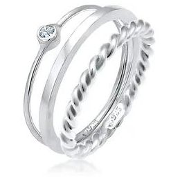 Solit&auml;rring Elli "Ring-Set mit 925 Silber, mit Kristallen von Swarovski" Gr. 56, silber, Fingerringe, Damen, 56mm,mit Steinen, Silber 925 (Sterlingsilber), 2mm