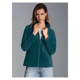 Fleecejacke TRIGEMA "TRIGEMA Taillierte Fleecejacke", Damen, Gr. L, blau (saphir), 100% Polyester, Jacken Fleecejacke