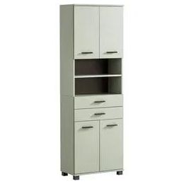 Hochschrank Welltime "Palermo, Made in Germany", gr&uuml;n (pistazie), B:59,8cm H:180,9cm T:32,6cm, FSC-zertifizierter Holzwerkstoff, Schr&auml;nke, Hochschrank, Breite 60 cm, verstellbare Einlegeb&ouml;den, Metallgriffe
