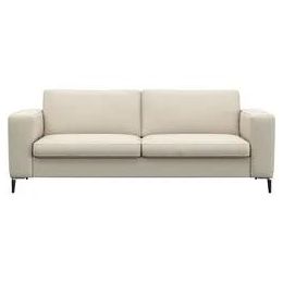 2,5-Sitzer FLEXLUX "Fiore, superbequemer Sitzkomfort durch Kaltschaum im Sitz", wei&szlig; (warm wei&szlig;), B:196cm H:85cm T:92cm, 100% Echteder, Sofas, breite Armlehnen, F&uuml;&szlig;e Alu+schwarz