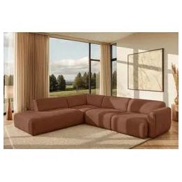 Ecksofa Home Affaire "Myrland Wohnlandschaft", rot (ginger), B:310cm H:72cm T:250cm, 100% PES, Sofas, Ecksofa, Breite 310 cm, L-Form, Chenille, Easy Clean Stoff, mit Kaltschaum