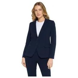 BETTY & CO Longblazer BETTY & CO "Damen mit Taschen", Damen, Gr. 42, blau (dunkelblau), Obermaterial: 59% Polyester, 37% Viskose, 4% Elasthan; Futter: 100% Polyester, tailliert normal, Blazer Longblazer, Druckfutter