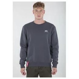 Sweatshirt Alpha Industries "Basic Sweater small Logo", Herren, Gr. S, grau (grauschwarz), angeraute Sweatware, Obermaterial: 100% Baumwolle, bedruckt, normal normal, Rundhals, Rippb&uuml;ndchen, Sweatshirts Sweatshirt, Baumwollmischung, regular fit