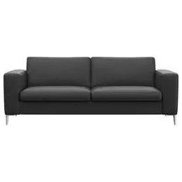 2,5-Sitzer FLEXLUX "Fiore, super Sitzkomfort durch Kaltschaum im Sitz", schwarz (deep schwarz), B:196cm H:85cm T:92cm, 100% Echteder, Sofas, breite Armlehnen, F&uuml;&szlig;e Alu