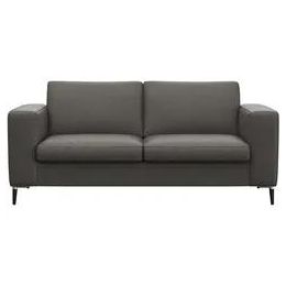 2-Sitzer FLEXLUX "Fiore", grau (warm mineral), B:164cm H:85cm T:92cm, 100% Echteder, Sofas, breite Armlehnen, Kaltschaum, F&uuml;&szlig;e Alu+schwarz