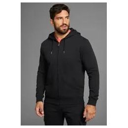 MAN'S WORLD Kapuzensweatjacke MAN'S WORLD, Herren, Gr. S (44/46), schwarz, angeraute Sweatware, Obermaterial: 60% Baumwolle, 40% Polyester. Kapuzenfutter: 60% Baumwolle, 40% Polyester, unifarben, Basic, normal, angesetztes B&uuml;ndchen, Sweatjacken, mit Taschen