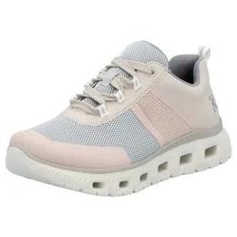 Sneaker Rieker SPORT, Damen, Gr. 36, beige (hellbeige kombiniert), Lederimitat, Textil, Schuhe Sneaker, in veganer Verarbeitung, Freizeitschuh, Halbschuh, Schn&uuml;rschuh