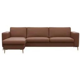Ecksofa FLEXLUX "Fiore, Sitzaufbau mit hochwertigem Kaltschaum f&uuml;r mehr Sitzkomfort", braun (old chestnut), B:262cm H:85cm T:92cm, 100% Echteder, Sofas, Ecksofa, breite Armlehnen, L-Form, F&uuml;&szlig;e Alu+ Eiche