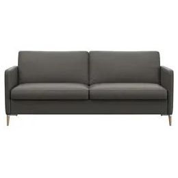 2,5-Sitzer FLEXLUX "Fiore, super bequem durch Kaltschaum im Sitz", grau (warm mineral), B:181cm H:85cm T:92cm, 100% Echteder, Sofas, schmale Armlehnen, F&uuml;&szlig;e Alu+ Eiche