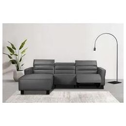 Ecksofa Home Affaire "Carpari, L-Form, 263 cm, manuelle o. elektrische Relaxfunktion", grau, B:263cm H:97cm T:179cm, Sofas, Ecksofa, USB A/C und Kopfteilverstellung, Topseller