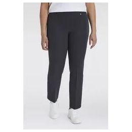 Stoffhose KjBRAND "Hose Bea in Bi-Stretch Kammgarnoptik mit B&uuml;gelfalte", Damen, Gr. 52, N-Gr, grau (anthrazit), Web, Obermaterial: 63% Polyester, 35% Viskose, 2% Elasthan, unifarben, weit, unten schmal normal, Hosen Stoffhose, Sommerhose, ideal f&uuml;r kr&auml;ftige Oberschenkel