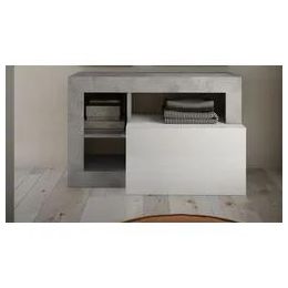 Garderobenschrank Home Affaire "Hamburg, Breite 91 cm", wei&szlig; (wei&szlig; hochglanz, beton optik), B:91cm H:58cm T:35cm, Schr&auml;nke, Garderobenschrank, mit 1 Klappe