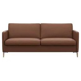 2,5-Sitzer FLEXLUX "Fiore, super bequem durch Kaltschaum im Sitz", braun (old chesnut), B:181cm H:85cm T:92cm, 100% Echteder, Sofas, schmale Armlehnen, F&uuml;&szlig;e Alu+ Eiche