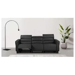 3-Sitzer Home Affaire "Carpari, 224cm, manuelle od. elektrische Relaxfunktion in 2 Sitzen", schwarz, B:224cm H:97cm T:100cm, Sofas, mit USB-A/C, Kopfteilverstellung, Echtleder, Kunstleder, Webstoff