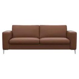 2,5-Sitzer FLEXLUX "Fiore, super Sitzkomfort durch Kaltschaum im Sitz", braun (old chesnut), B:196cm H:85cm T:92cm, 100% Echteder, Sofas, breite Armlehnen, F&uuml;&szlig;e Alu