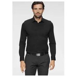 Langarmhemd OLYMP "Luxor 24/Seven modern fit Jerseyshirt", Herren, Gr. 38, N-Gr, schwarz, Jersey, Obermaterial: 92% Baumwolle, 8% Elasthan, Hemden, mit geruchshemmenden Materialeigenschaften