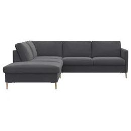Ecksofa FLEXLUX "Fiore, L-Form, super bequem durch Kaltschaum im Sitz", grau (dervit grau), B:234cm H:85cm T:225cm, 100% Polyester, Sofas, Ecksofa, schmale Armlehnen, F&uuml;&szlig;e Alu/Eiche, B/T 234/225 cm