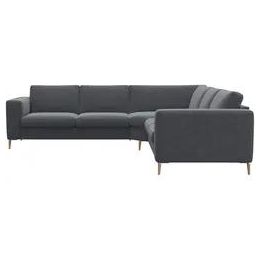 Ecksofa FLEXLUX "Fiore, gleichschenklig, super Sitzkomfort durch Kaltschaum im Sitz", grau (soft grau), B:257cm H:85cm T:92cm, 100% Polyester, Sofas, Ecksofa, breite Armlehnen, F&uuml;&szlig;e Alu+ Eiche, L-Form
