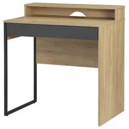 Schreibtisch OTTO HOME "Moid, Computertisch in modernem Design", braun (eiche natur, schwarz graphit, schwarz, eiche natur), B:80cm H:85cm T:54cm, Tische, Schreibtisch, Breite 80 cm, mit Schublade, Kabeldurchlass & Metallkufe