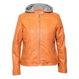 Lederjacke Maze "42023103", Damen, Gr. 46, orange (tangerine), Obermaterial: 100% Lammleder. Innenfutter: 100% Polyester. &Auml;rmelfutter: 100% Polyester. Kapuze: 100% Baumwolle, Jacken