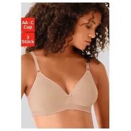 Bralette-BH Petite Fleur, Damen, Gr. 75, Cup AA, bunt (1xtoffee, 1xschwarz, 1xwei&szlig;), Jersey, Obermaterial: 75% Baumwolle, 15% Elasthan, 10% Polyester, Basic, BHs, ohne B&uuml;gel im Triangel-Schnitt aus Baumwolle, Basic Dessous