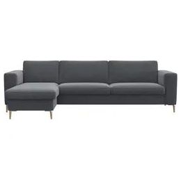 Ecksofa FLEXLUX "Fiore, Sitzaufbau mit hochwertigem Kaltschaum f&uuml;r mehr Sitzkomfort", grau (soft grau), B:262cm H:85cm T:92cm, 100% Polyester, Sofas, Ecksofa, breite Armlehnen, L-Form, F&uuml;&szlig;e Alu+ Eiche