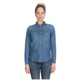 Jeanshemd Le Temps Des Cerises, Damen, Gr. XS, EURO-Gr&ouml;&szlig;en, blau (jeansblau), 100% Baumwolle, unifarben, normal, ohne Ausschnitt, Hemden Jeanshemd, Mit feinen Jeansn&auml;hten