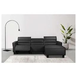 Ecksofa Home Affaire "Carpari, L-Form, 263 cm, manuelle o. elektrische Relaxfunktion", schwarz, B:263cm H:97cm T:179cm, Sofas, Ecksofa, USB A/C und Kopfteilverstellung