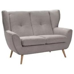 2-Sitzer exxpo - SOFA FASHION "ALVESTA, Loungesofa, K&uuml;chensofa, hoher Sitzkomfort, Ohrenbackensofa", braun (cappuccino), B:140cm H:102cm T:90cm, Sofas, gem&uuml;tliche R&uuml;ckenlehne, mit Knopfheftung und hohen Holzf&uuml;&szlig;en, in Cord