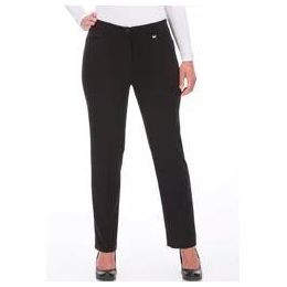 Stoffhose KjBRAND "Hose Bea in Bi-Stretch Kammgarnoptik mit B&uuml;gelfalte", Damen, Gr. 25, K-Gr, schwarz, Web, Obermaterial: 63% Polyester, 35% Viskose, 2% Elasthan, unifarben, weit, unten schmal normal, Hosen Stoffhose, Sommerhose, ideal f&uuml;r kr&auml;ftige Oberschenkel