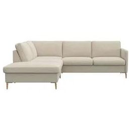 Ecksofa FLEXLUX "Fiore, L-Form, super bequem durch Kaltschaum im Sitz", wei&szlig; (sanftes wei&szlig;), B:234cm H:85cm T:225cm, 100% Polyester, Sofas, Ecksofa, schmale Armlehnen, F&uuml;&szlig;e Alu/Eiche, B/T 234/225 cm