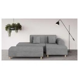 Ecksofa OTTO HOME "Suyala", grau (hellgrau), B:258cm H:85cm T:168cm, 100% Polyester, Sofas, Ecksofa, L-Form mit Hocker