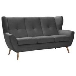 3-Sitzer exxpo - SOFA FASHION "ALVESTA, Loungesofa, K&uuml;chensofa, hoher Sitzkomfort, Ohrenbackensofa", grau (anthrazith), B:190cm H:102cm T:90cm, Sofas, gem&uuml;tliche R&uuml;ckenlehne, mit Knopfheftung und hohen Holzf&uuml;&szlig;en, in Cord
