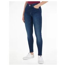 Tommy Hilfiger Skinny-fit-Jeans TOMMY JEANS "NORA MID RISE", Damen, Gr. 25, L&auml;nge 30, blau (denim schwarz), Denim/Jeans, Obermaterial: 92% Baumwolle, 4% Elasthan, 4% Polyester, unifarben, skinny fit lang, Jeans, mit Waschung, Logo-Badge