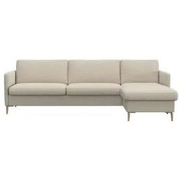 Ecksofa FLEXLUX "Fiore, super Sitzkomfort durch Kaltschaum im Sitz, L-Form", wei&szlig; (sanftes wei&szlig;), B:247cm H:85cm T:92cm, 100% Polyester, Sofas, Ecksofa, schmale Armlehnen, F&uuml;&szlig;e Alu+ Eiche