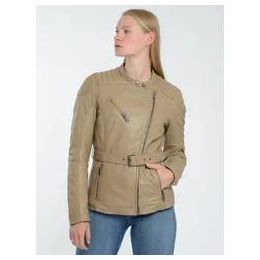 Bikerjacke Mustang "31021536", Damen, Gr. XS, beige, Obermaterial: 100% Lammleder. Innenfutter: 100% Baumwolle. &Auml;rmelfutter: 100% Polyester. Wattierung: 100% Polyester, Jacken