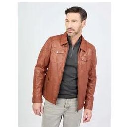 Bikerjacke JCC "3102074", Herren, Gr. S, rot (bombay braun), Obermaterial: 100% Lammleder; Futter: 100% Baumwolle; &Auml;rmelfutter: 100% Polyester, mit Knopf, Jacken