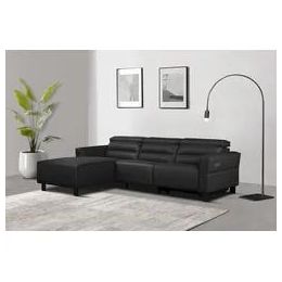 Ecksofa Home Affaire "Carpari, L-Form, 263 cm, manuelle o. elektrische Relaxfunktion", schwarz, B:263cm H:97cm T:179cm, Sofas, Ecksofa, USB A/C und Kopfteilverstellung
