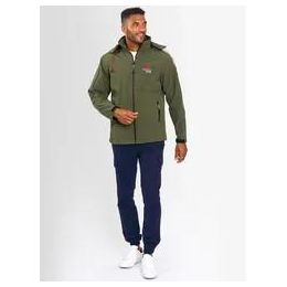 Softshelljacke Arctic Seven "ASAdventuraa", Herren, Gr. S, gr&uuml;n (olive), Obermaterial: 96% Polyester, 4% Elasthan; Innenseite: 100% Polyester, Jacken Softshelljacke, sportliche Outdoorjacke mit abnehmbarer Kapuze