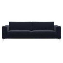 3-Sitzer FLEXLUX "Fiore, super Sitzkomfort durch Kaltschaum im Sitz", blau (royal blau), B:229cm H:85cm T:92cm, 100% Polyester, Sofas, breite Armlehnen, F&uuml;&szlig;e Alu
