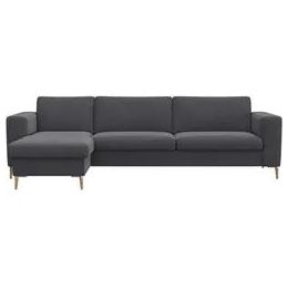 Ecksofa FLEXLUX "Fiore, Sitzaufbau mit hochwertigem Kaltschaum f&uuml;r mehr Sitzkomfort", grau (dervit grau), B:262cm H:85cm T:92cm, 100% Polyester, Sofas, Ecksofa, breite Armlehnen, L-Form, F&uuml;&szlig;e Alu+ Eiche