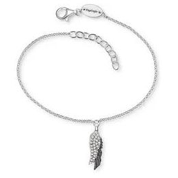 Armband Engelsrufer "Fl&uuml;gelduo", wei&szlig; (silberfarben, schwarz, kristallwei&szlig;, kristallwei&szlig;), Armb&auml;nder, Damen, 20cm, Silber 925 (Sterlingsilber), Armband Armkette, mit Zirkonia (synth.)