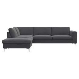 Ecksofa FLEXLUX "Fiore, super Sitzkomfort durch Kaltschaum im Sitz, L-Form", grau (dervit grau), B:273cm H:85cm T:225cm, 100% Polyester, Sofas, Ecksofa, breite Armlehnen, F&uuml;&szlig;e Alu