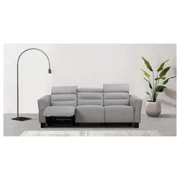 3-Sitzer Home Affaire "Carpari, 224cm, manuelle od. elektrische Relaxfunktion in 2 Sitzen", grau (hellgrau), B:224cm H:97cm T:100cm, Sofas, mit USB-A/C, Kopfteilverstellung, Echtleder, Kunstleder, Webstoff