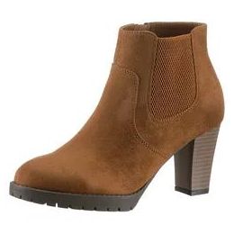 Stiefelette ANISTON SHOES, Damen, Gr. 40, braun (cognac), Textil, Veloursleder, Basic, Schuhe Stiefelette, Ankleboots mit seitlichem Stretcheinsatz - NEUE KOLLEKTION