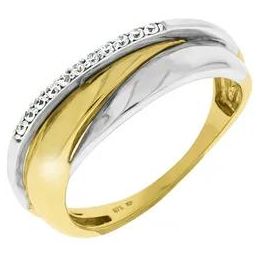 Fingerring Celesta "375/- Gelbgold/Wei&szlig;gold Zirkonia" Gr. 19, bunt (mehrfarbig), Fingerringe, Damen, 060 (19,1), Gold, Fingerring