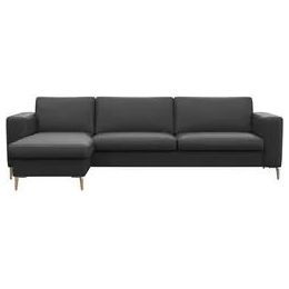 Ecksofa FLEXLUX "Fiore, Sitzaufbau mit hochwertigem Kaltschaum f&uuml;r mehr Sitzkomfort", schwarz (deep schwarz), B:262cm H:85cm T:92cm, 100% Echteder, Sofas, Ecksofa, breite Armlehnen, L-Form, F&uuml;&szlig;e Alu+ Eiche